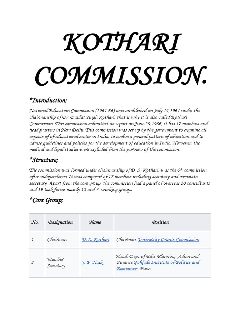 Kothari Commission | PDF