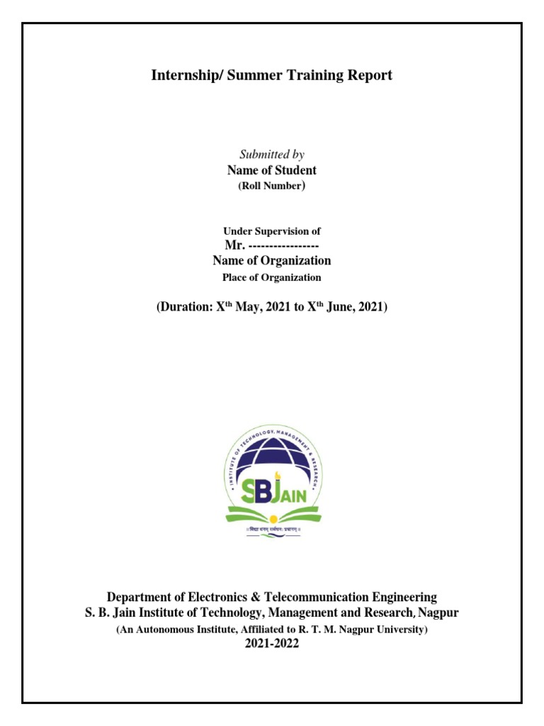 Internship Report Format 2021-22 | Download Free PDF | Internship | Job Hunting