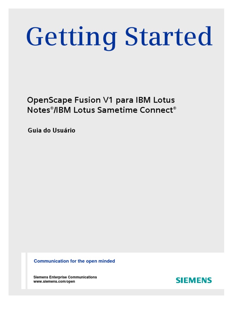 Getting Started: Openscape Fusion V1 para Ibm Lotus Notes /ibm Lotus ...