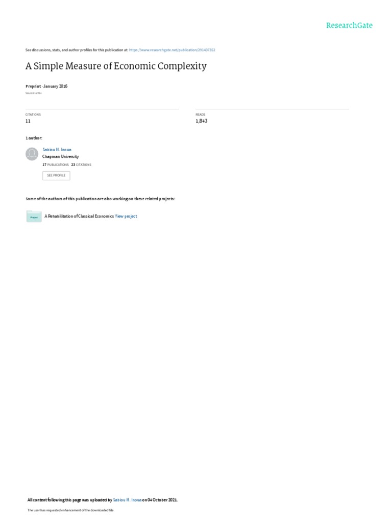 Inoua Simple Economic Complexity Version 2021 | PDF | Eigenvalues And ...