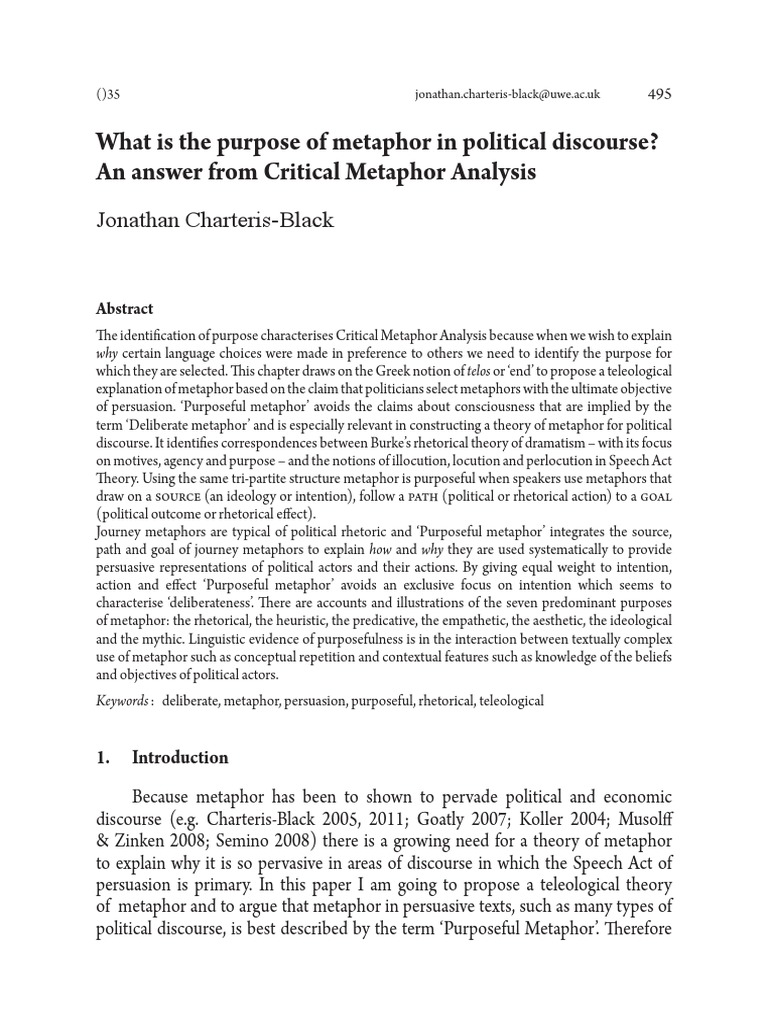 What Is The Purpose of Metaphor in Political Discourse? An Answer From ...