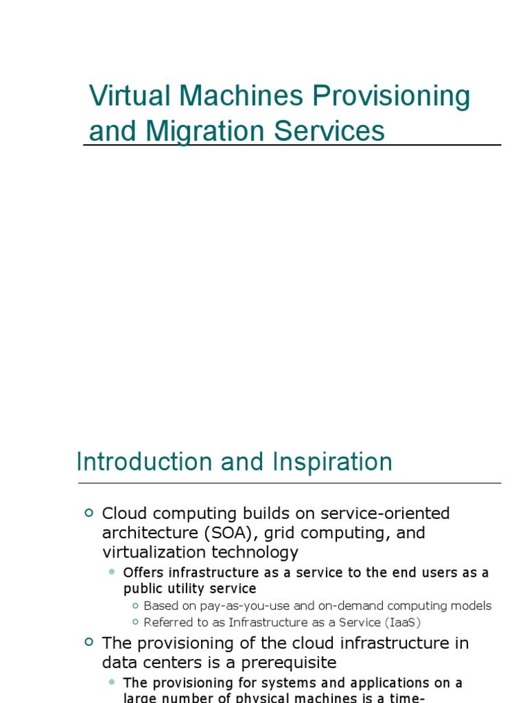Virtual Machines Provisioning and Migration Services | PDF | Cloud Computing | Virtualization