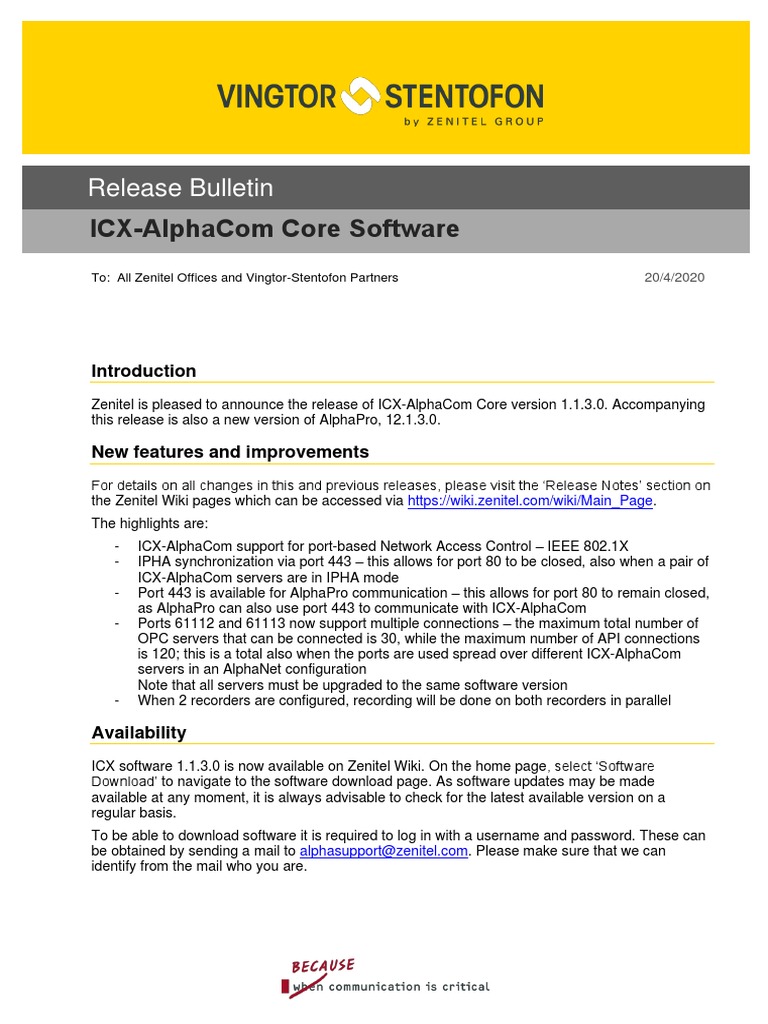 Release Bulletin: Icx-Alphacom Core Software | PDF | Information Age ...