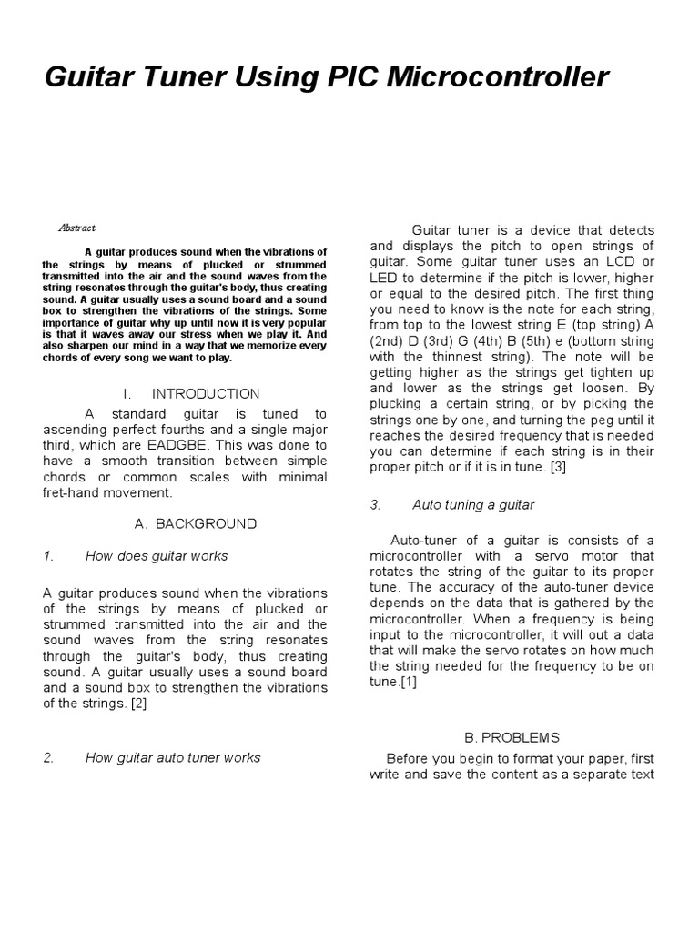 Guitar Tuner Using PIC Microcontroller: 3. Auto Tuning A Guitar | PDF ...
