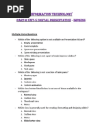 Digital Presentation Class 9 MCQ With Answers | PDF | Microsoft Office | Software