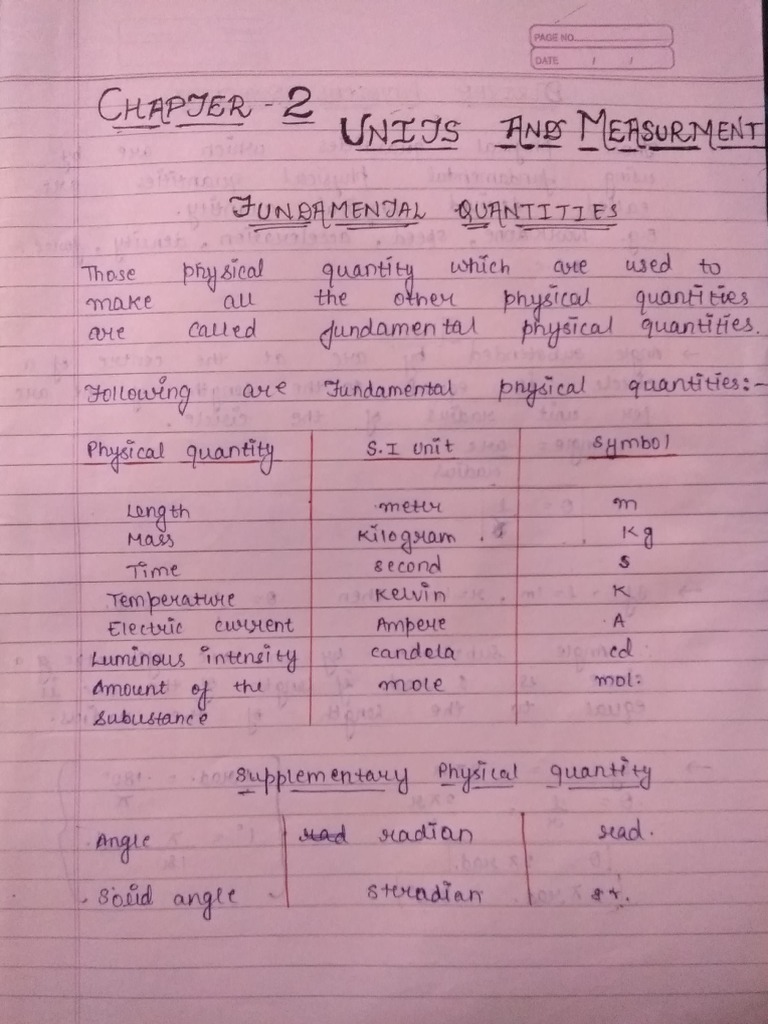 Physics Notes | PDF | Metrology | Physical Quantities