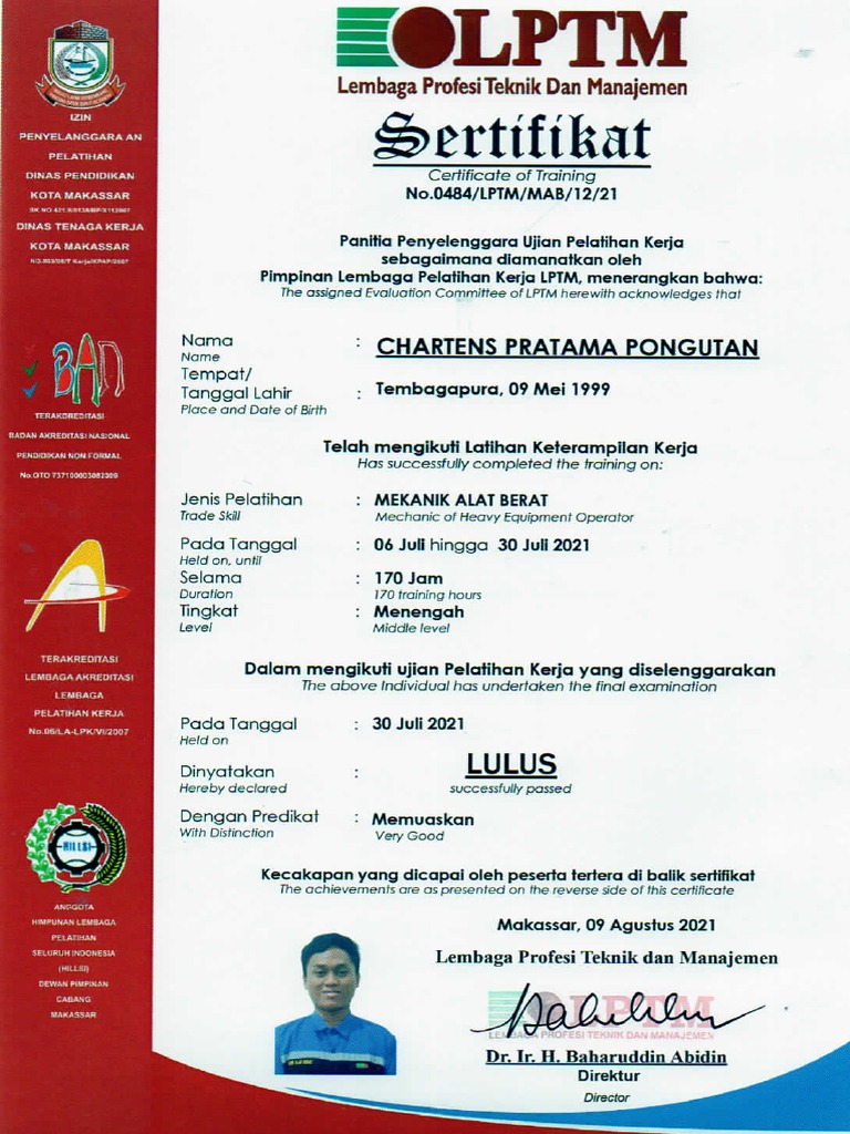 Sertifikat LPTM | PDF