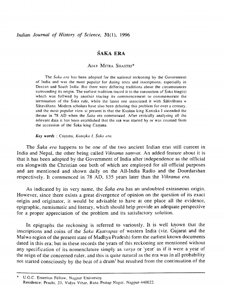 Saka Era The Origins | PDF