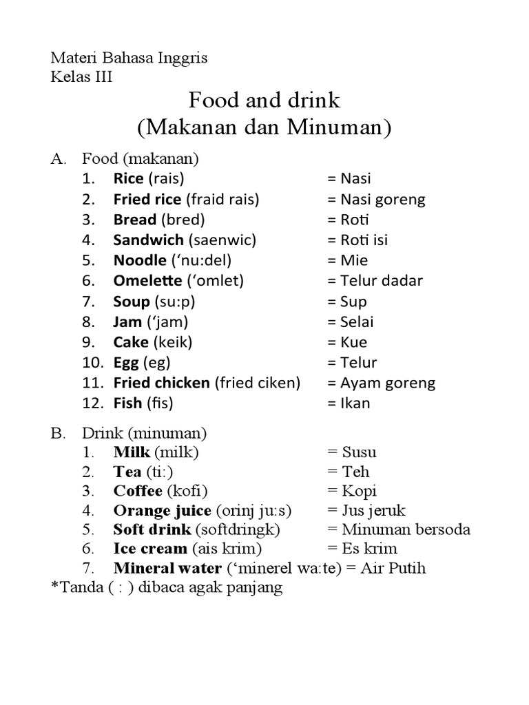 Kls 4 - Food and Drink | PDF | Regional & Ethnic Food | Asian Cuisine
