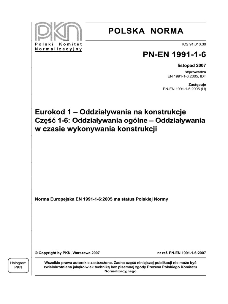 Pn-En 1991-1-6 2007 | PDF