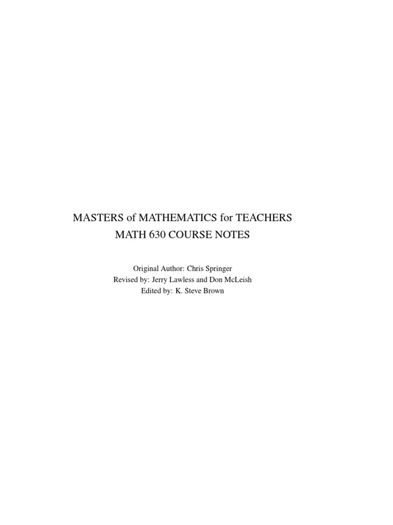 Masters of Mathematics for Teachers: A Guide to Probability Concepts ...