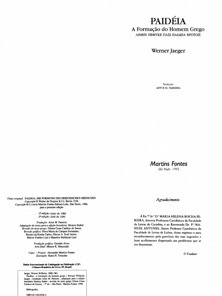 Werner Jaeger Paideia A Formacao Do Homem Grego | PDF