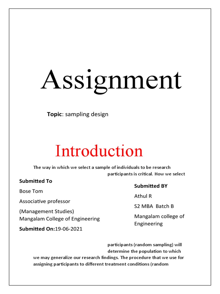 Athul Marketing Assignment | PDF | Sampling (Statistics) | Statistics