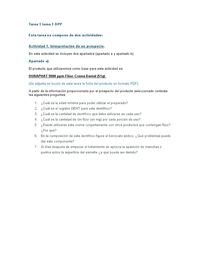 Tarea 1 Tema 3 DPP | PDF | Boca | Odontología