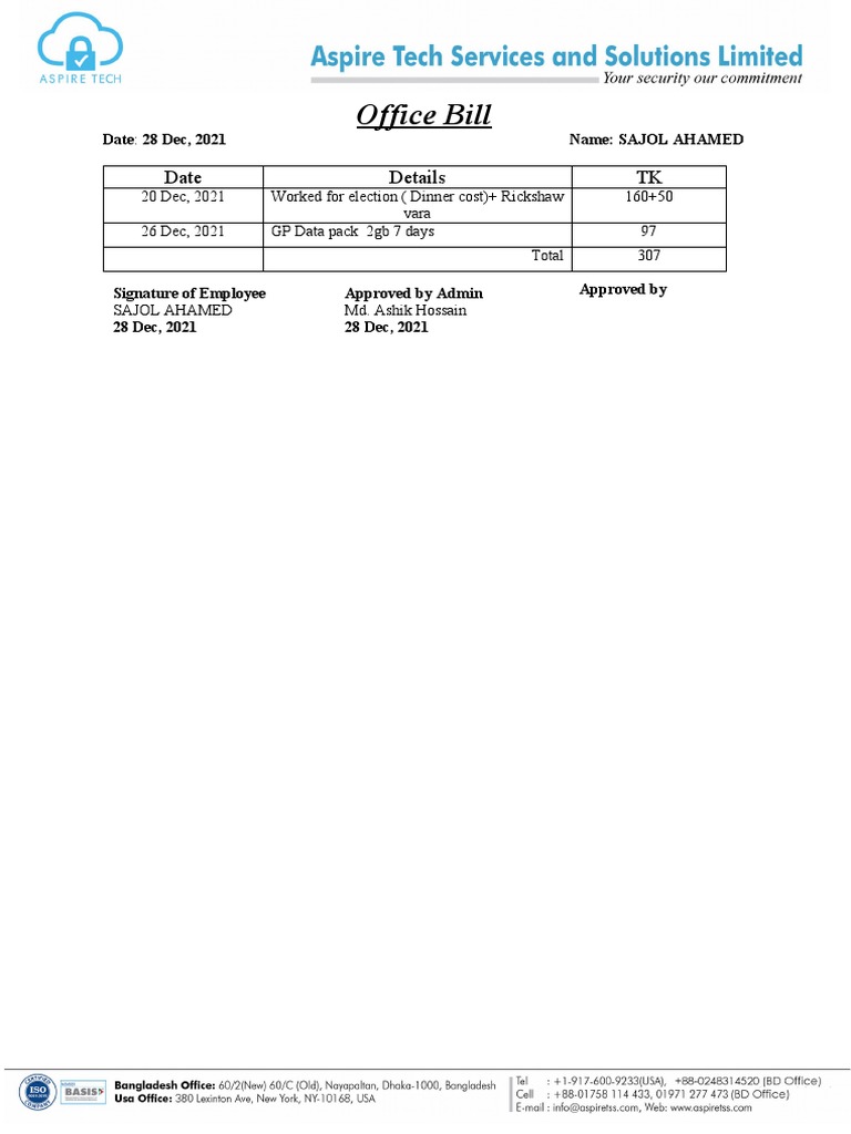 Office Bill December 2021 | PDF
