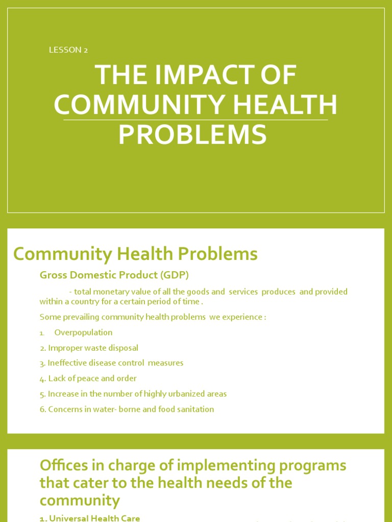 The Impact of Community Health Problems: Lesson 2 | PDF | Human Impact ...