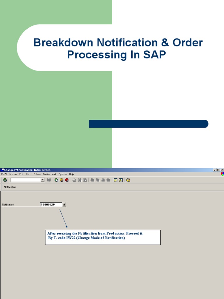 Breakdown Notification & Order Processing in SAP | PDF