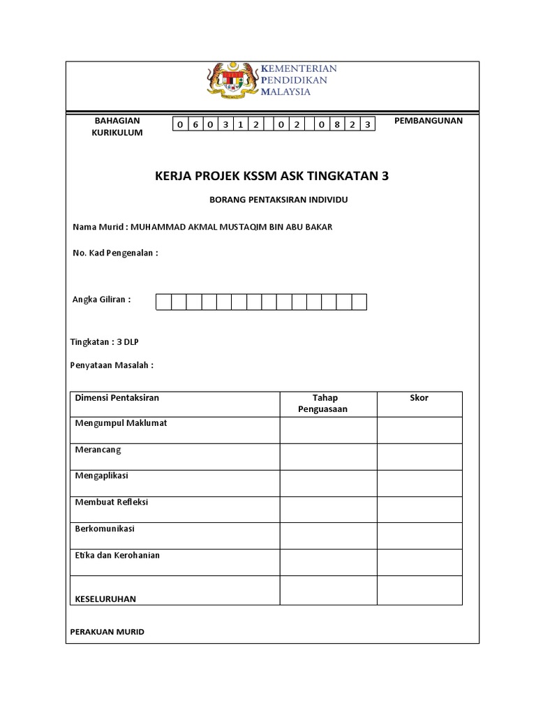 Kerja Kursus ASK Tingkatan 3: Kalkulator Zakat | PDF