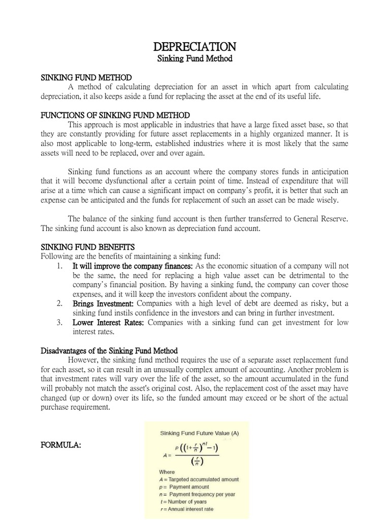 Depreciation Sinking Fund Method Explained | PDF | Depreciation | Book ...