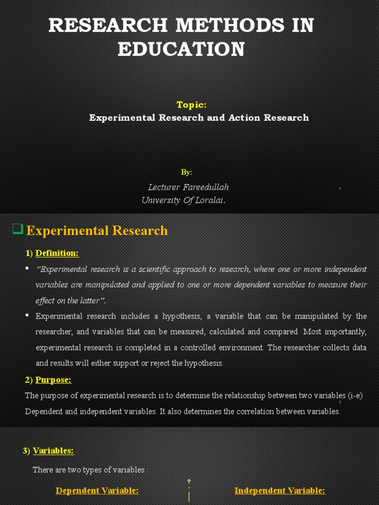 Experimental and Action Research Fareedullah | PDF | Experiment ...