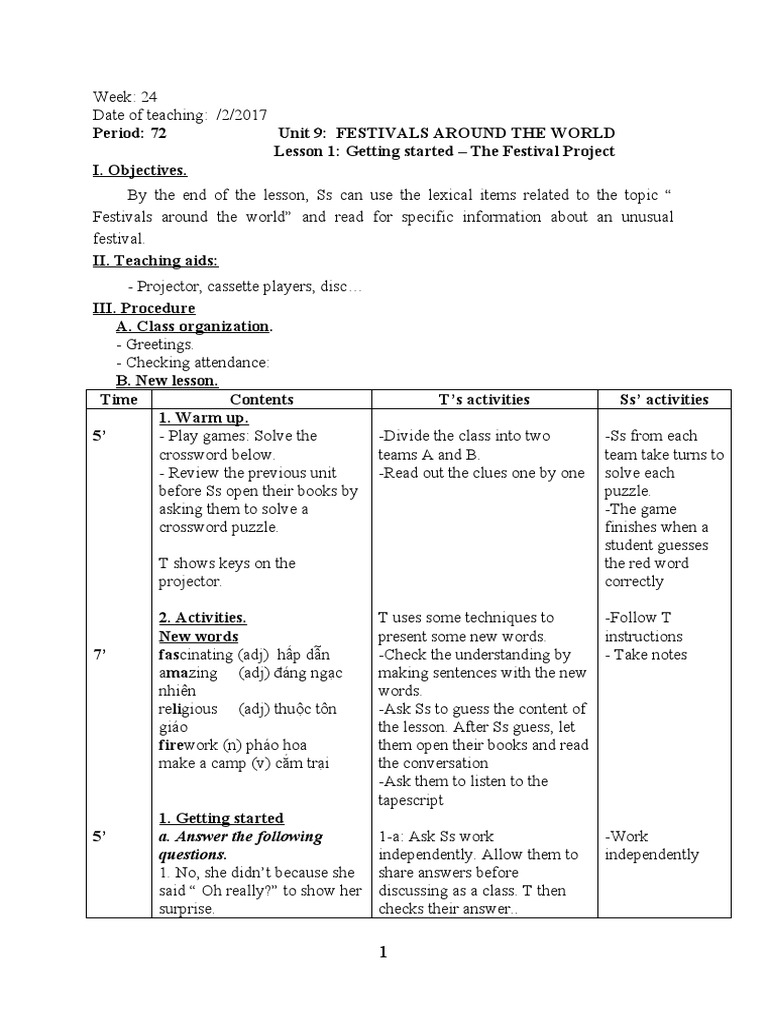 Unit 09 Festivals Around The World Lesson 2 A Closer Look 1 | PDF ...