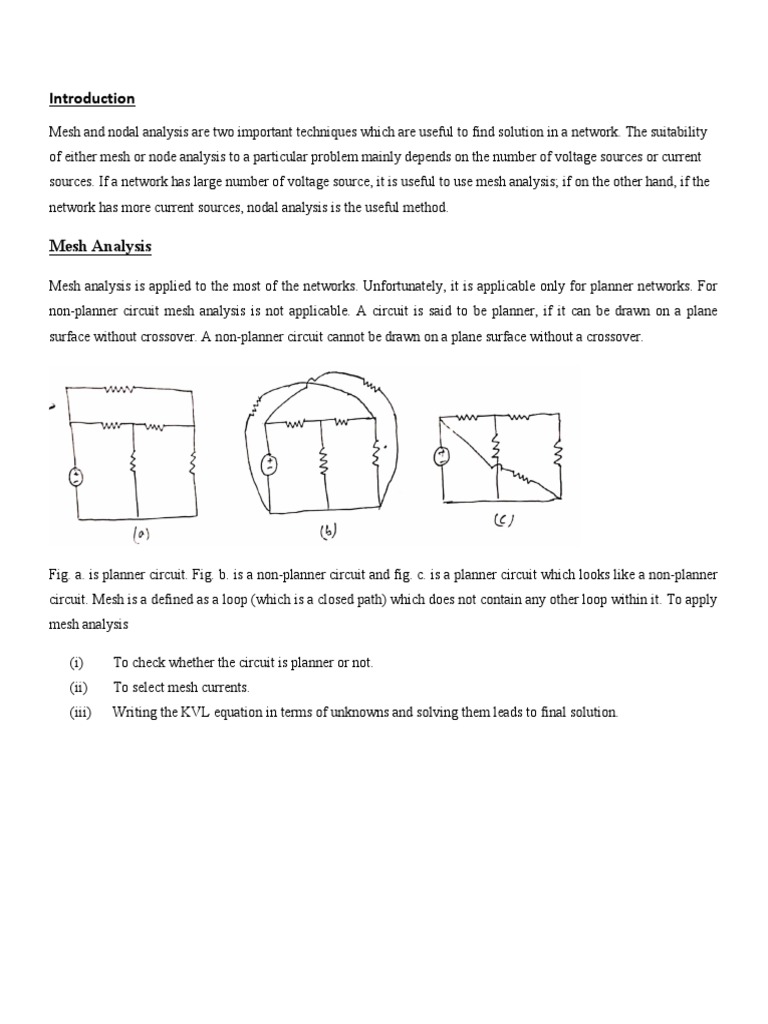 Mesh and Nodal Analysis | PDF | Electrical Network | Electronic Circuits