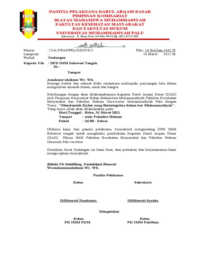 Surat Undangan DPD IMM | PDF