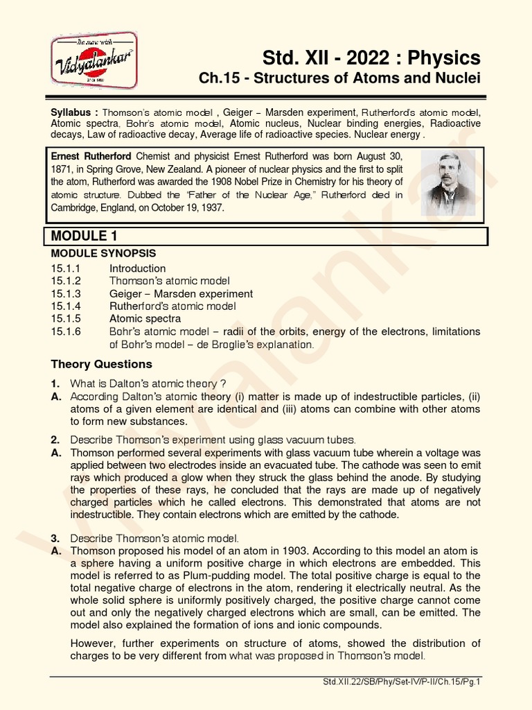 Atomic Structure & Nuclear Physics | PDF | Atomic Nucleus ...