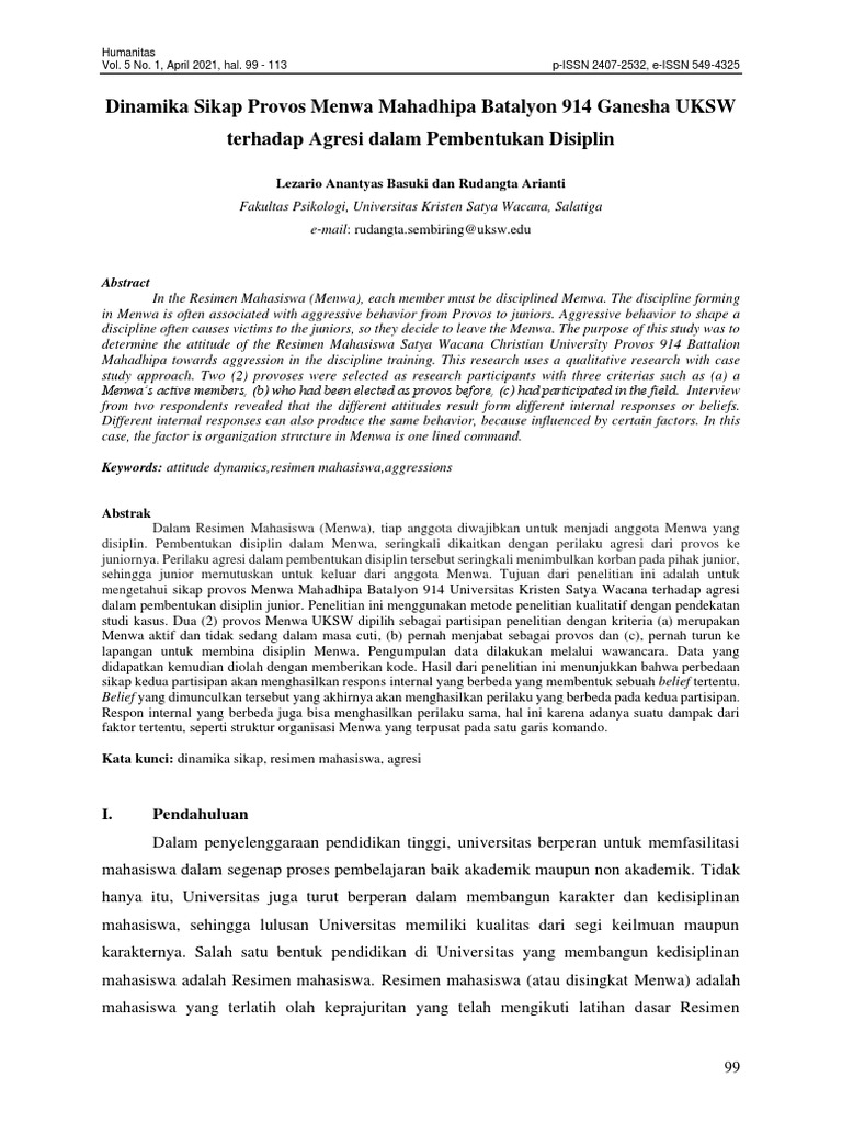 Sikap Provos Menwa Terhadap Agresi Disiplin | PDF | Karier ...