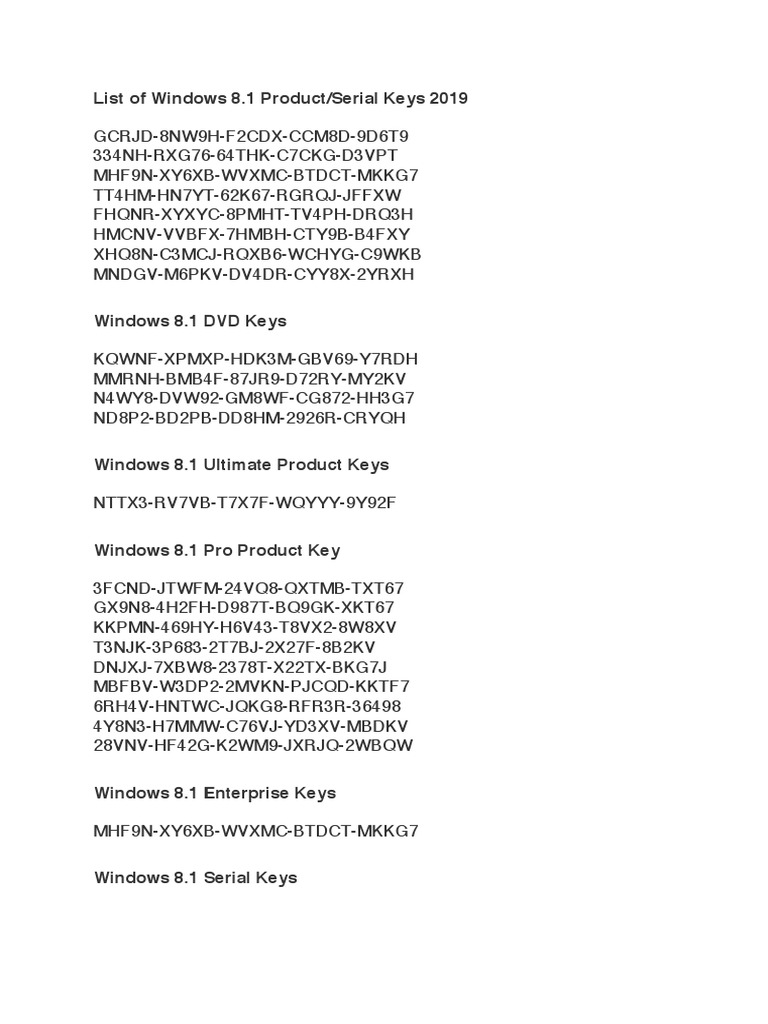 Windows 8.1 Product Keys (Latest Working) | PDF