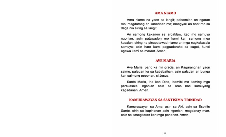 Basic Prayers in Bicol Language | PDF