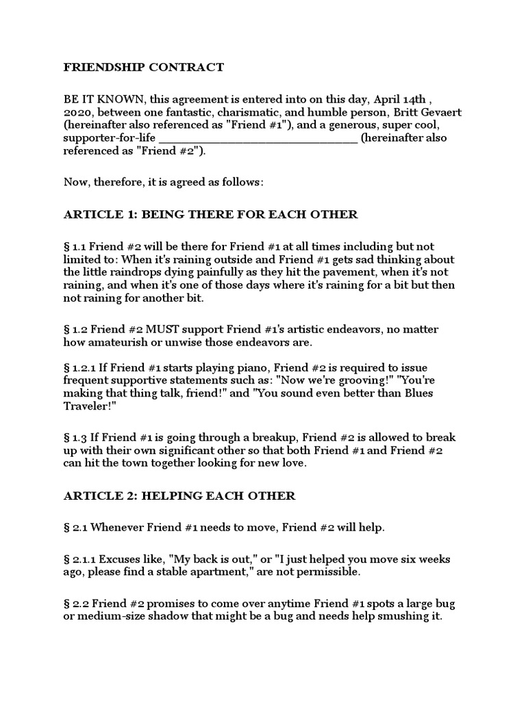 Friendship Contract | PDF