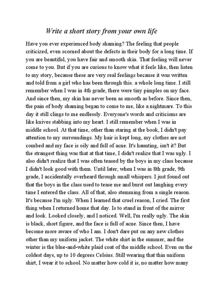 Write A Short Story From Your Own Life PDF