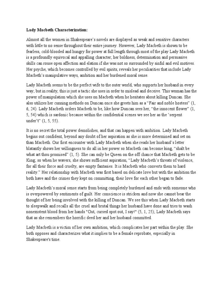 Lady Macbeth Characterization | PDF | Macbeth