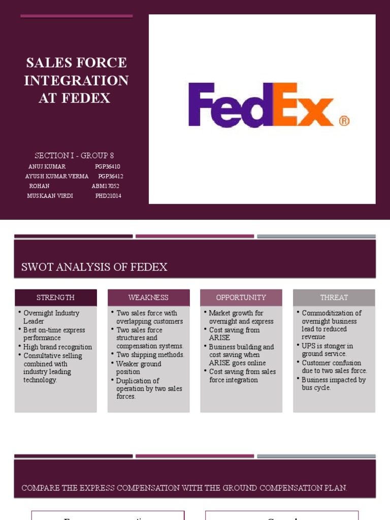 Sales Force Integration at Fedex: Section I - Group 8 | PDF | Sales ...