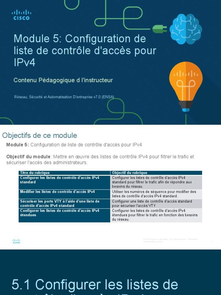 ENSA - Module - 5 - Configuration ACL Pour IPv4 | PDF | Protocoles Internet | Protocole de ...