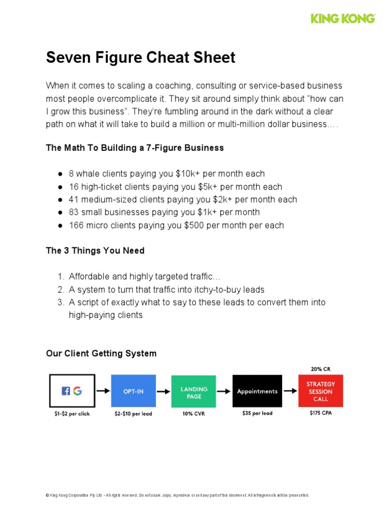 Seven Figure Cheat Sheet | PDF