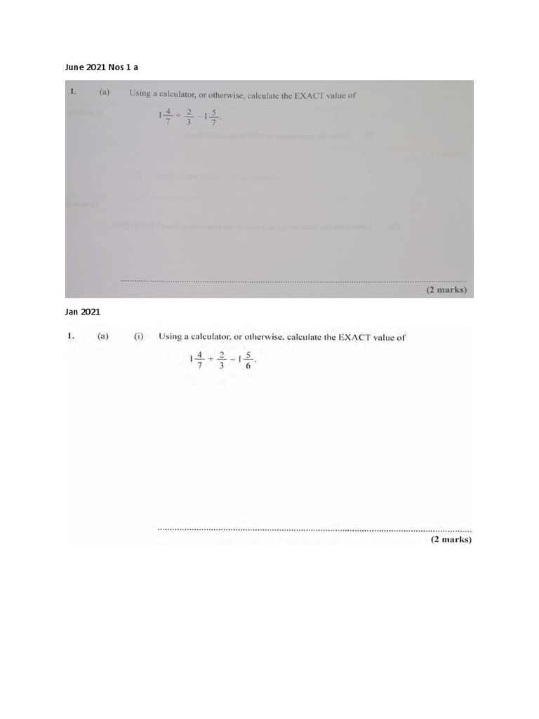 Fractions 2004-2021 Past Paper | PDF