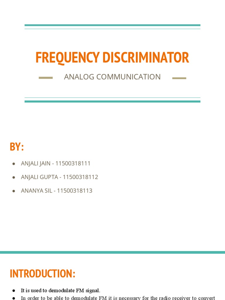 Frequency Discriminator: Analog Communication | Download Free PDF | Detector (Radio) | Frequency ...