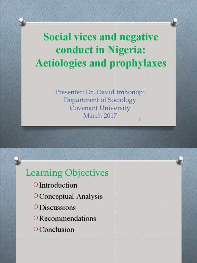Understanding Social Vices and Negative Conduct in Nigeria: Causes and ...