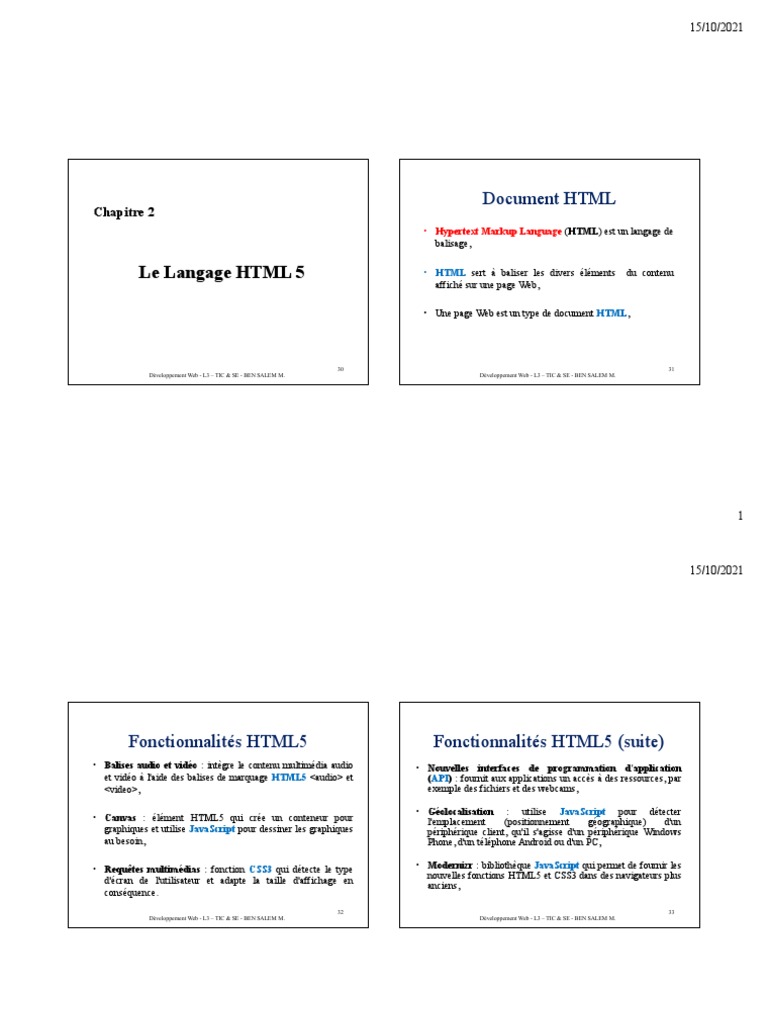 Chapitre2 CoursProgrammationWeb MalekBenSalem | PDF | Programmation web ...