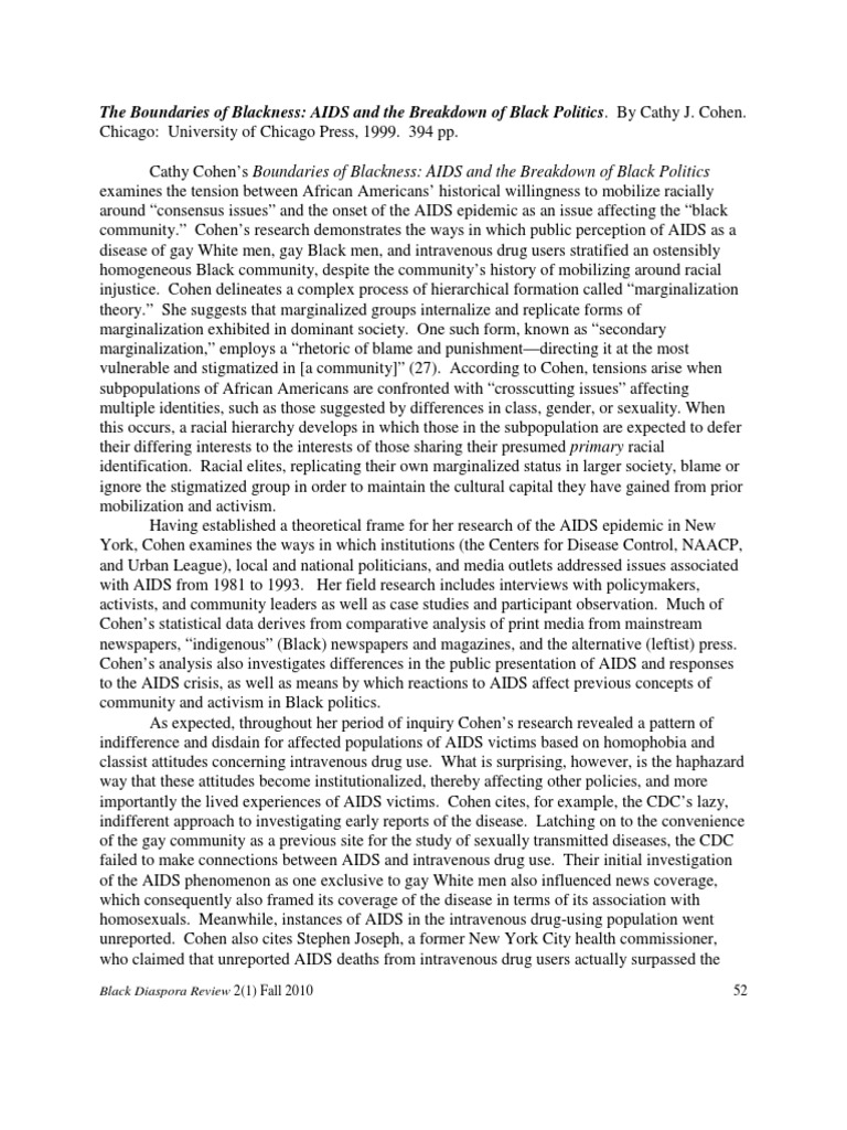 The Boundaries of Blackness: AIDS and The Breakdown of Black Politics ...