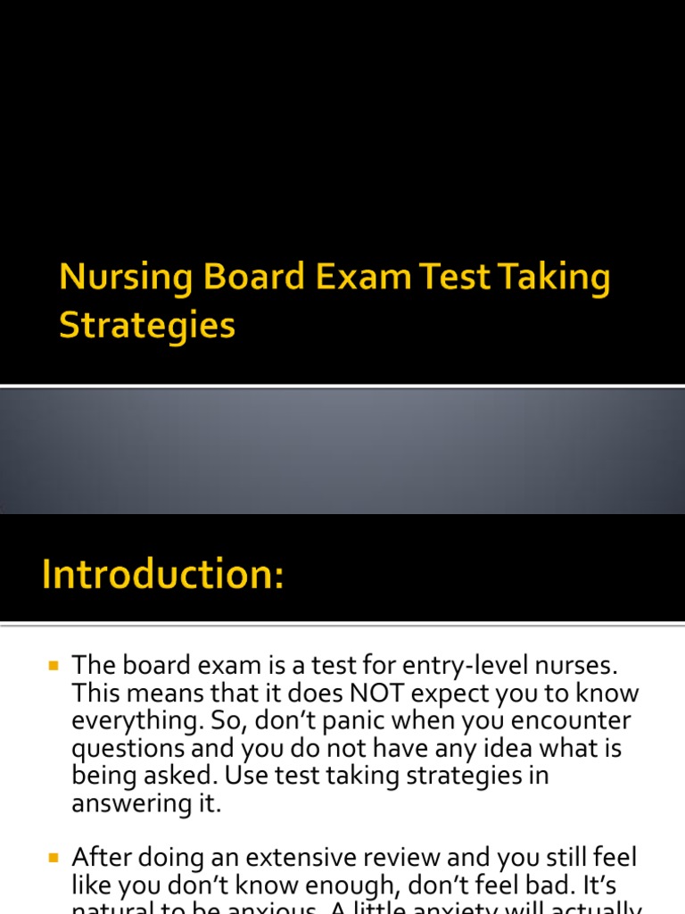 Nursing Board Exam Test Taking Strategies | PDF | Test (Assessment ...