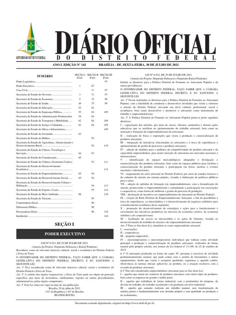 Dodf 143 30-07-2021 Integra | PDF | Cooperativa | Orçamento