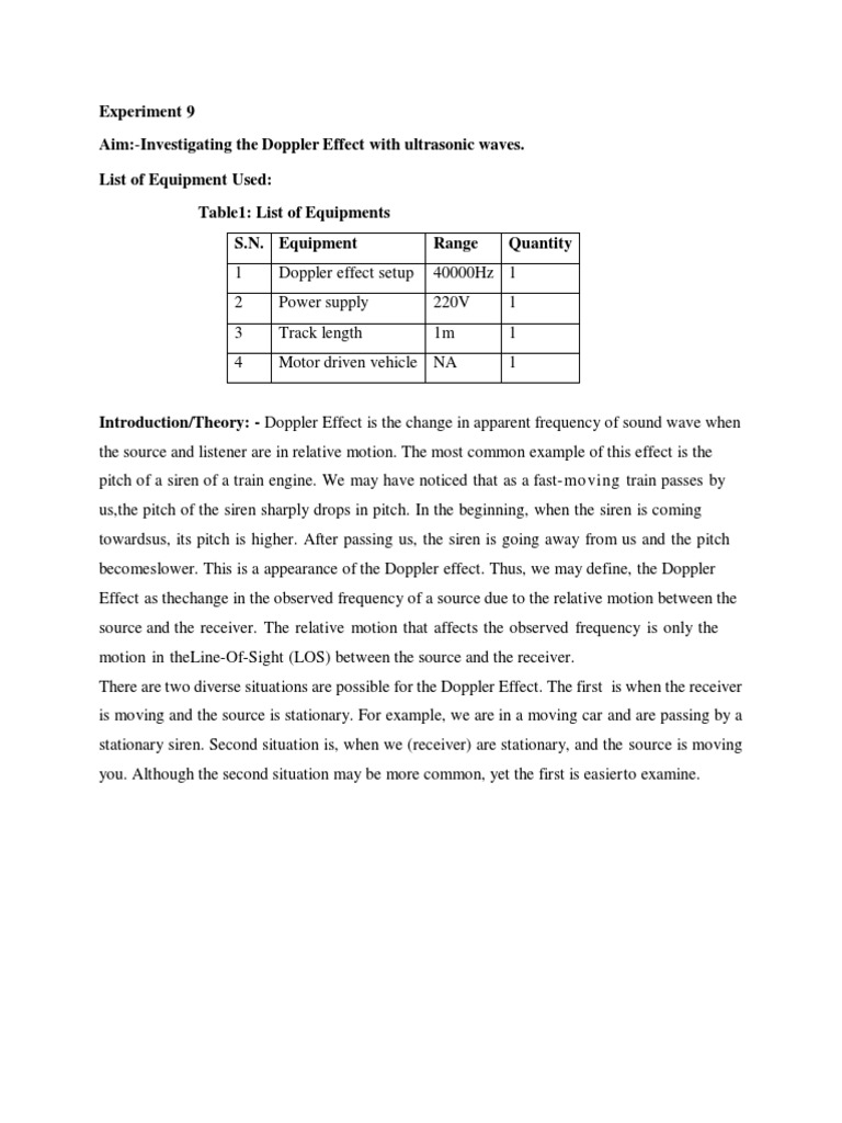 Experiment 3.8 Doppler Effect | PDF | Doppler Effect | Velocity