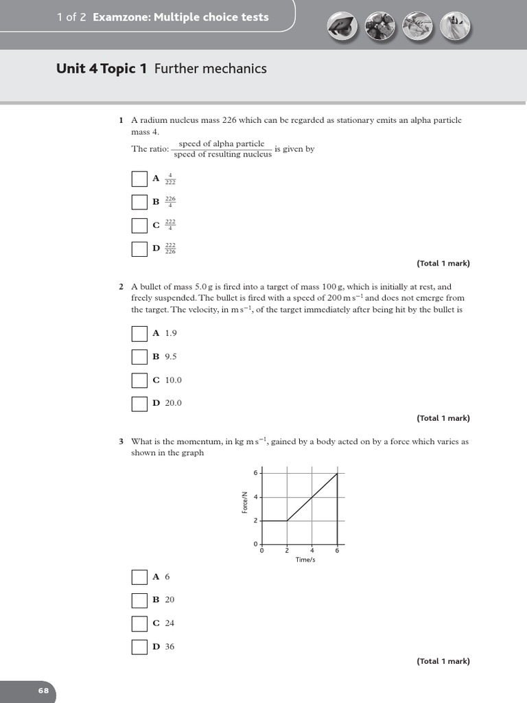 Multiple Choice Questions Unit 4 Physics | PDF | Momentum | Force