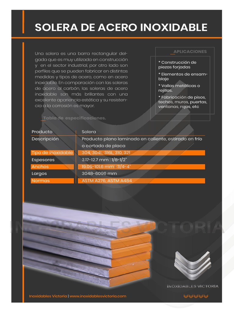 Solera de Acero Inoxidable Inoxidables Victoria 2020 | PDF