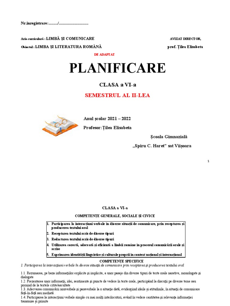 Planif aVI-a SEM II | PDF