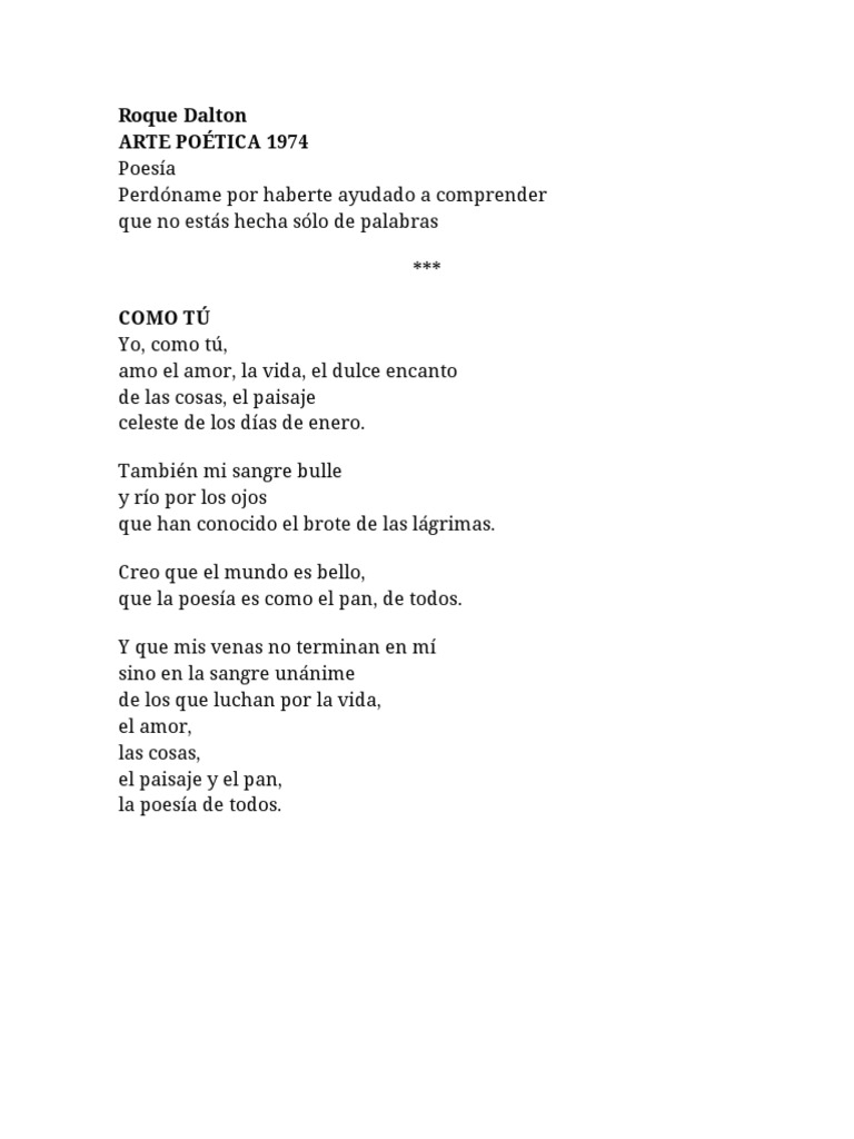 Roque Dalton Como Tu | PDF | Poesía
