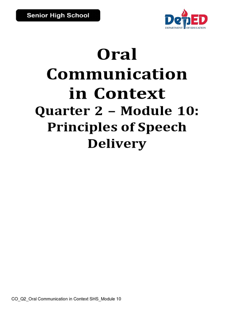 Oral Communication in Context: Quarter 2 - Module 10: Principles of ... Oral Communication in Context: Quarter 2 - Module 10: Principles of ...
